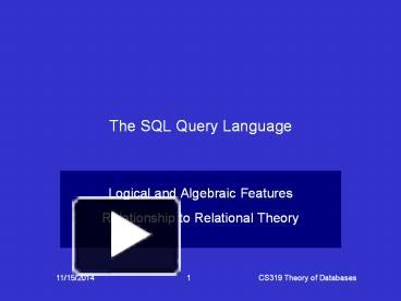 The SQL Query Language presentation | free to download