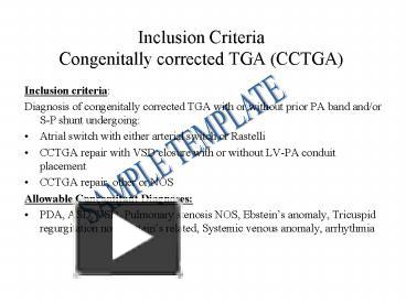 Inclusion Criteria Congenitally corrected TGA CCTGA presentation | free ...