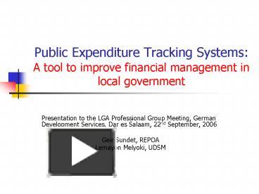 Public Expenditure Tracking Systems: A tool to improve financial ...