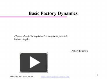 Basic Factory Dynamics presentation | free to view