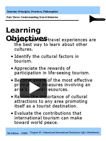 Tourism: Principles, Practices, Philosophies Part One: Tourism Overview ...