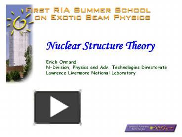 Nuclear Structure Theory presentation | free to view