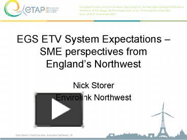 PPT – EGS ETV System Expectations SME perspectives from Englands ...
