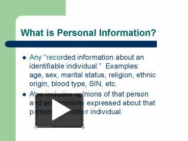What is Personal Information presentation | free to view