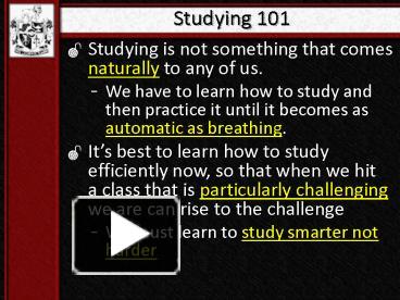 PPT – Studying 101 PowerPoint presentation | free to view - id: 17f2b9 ...