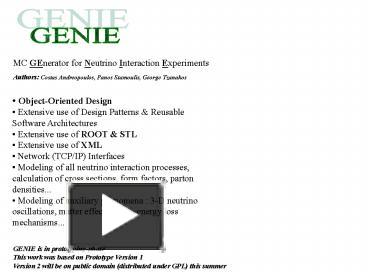 PPT – GENIE PowerPoint presentation | free to view - id: 17f409-OTIyZ