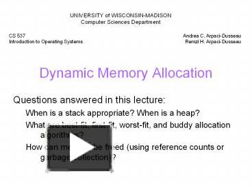 Dynamic Memory Allocation presentation | free to download