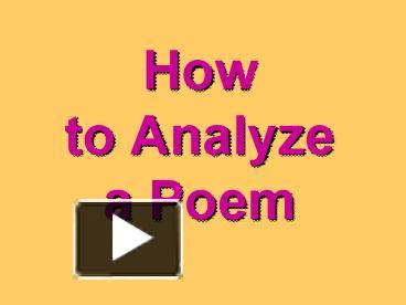 How to Analyze a Poem presentation | free to view