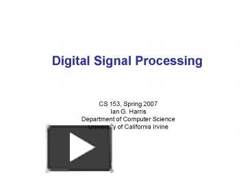 PPT – Digital Signal Processing PowerPoint presentation | free to ...