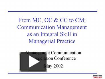 PPT – From MC, OC PowerPoint presentation | free to view - id: 180425-YzgxM