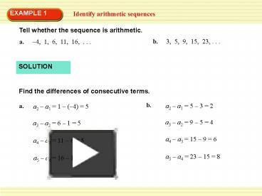 PPT – Identify arithmetic sequences PowerPoint presentation | free to ...