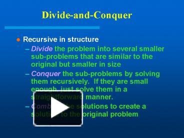 PPT – Divide-and-Conquer PowerPoint presentation | free to download ...