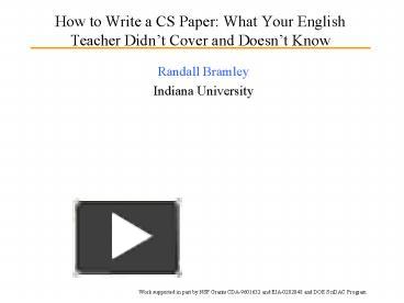 How to Write a CS Paper: What Your English Teacher Didnt Cover and ...