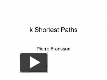 k Shortest Paths presentation | free to view