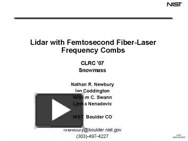 PPT – Lidar with Femtosecond FiberLaser Frequency Combs PowerPoint ...