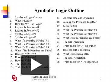Symbolic Logic Lesson presentation | free to download