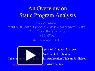 PPT – An Overview on Static Program Analysis PowerPoint presentation ...