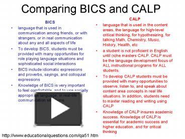 PPT – Comparing BICS and CALP PowerPoint presentation | free to view ...