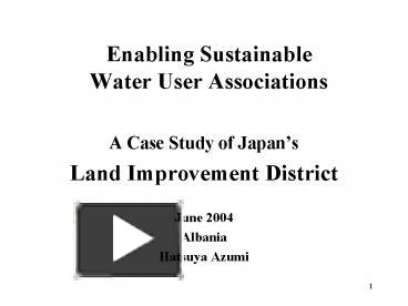 Enabling Sustainable Water User Associations presentation | free to view