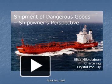 PPT – Shipment of Dangerous Goods PowerPoint presentation | free to ...