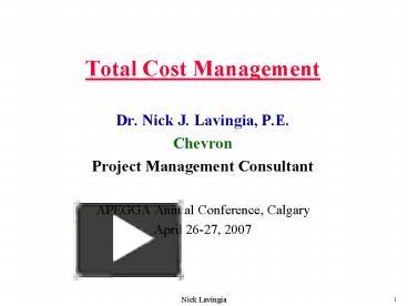 Total Cost Management presentation | free to view