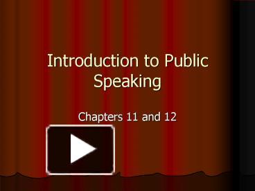 Introduction to Public Speaking presentation | free to view