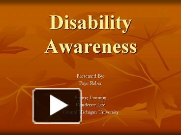 Disability Awareness presentation | free to view