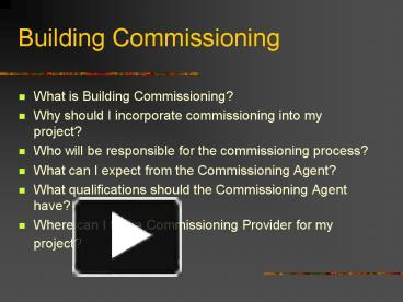 PPT – Building Commissioning PowerPoint presentation | free to view ...
