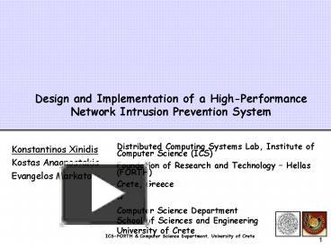 PPT – Design and Implementation of a HighPerformance Network Intrusion ...