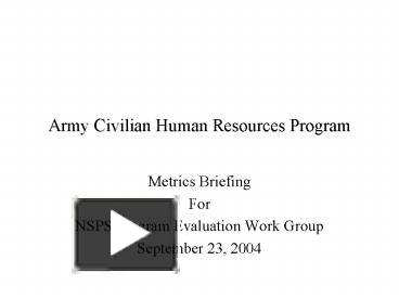 Army Civilian Human Resources Program presentation | free to view