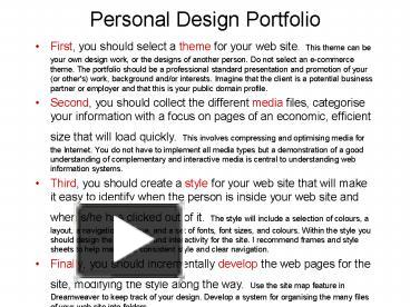 Personal Design Portfolio presentation | free to view