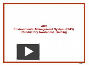 PPT – ARS Environmental Management System (EMS) Introductory Awareness ...