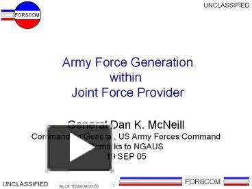 Army Force Generation presentation | free to view