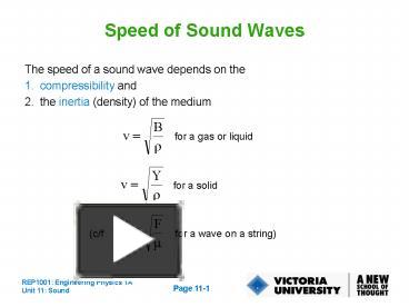 Speed of Sound Waves presentation | free to view