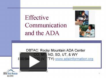 Effective Communication and the ADA presentation | free to view