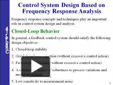 Control System Design Based on Frequency Response Analysis presentation ...