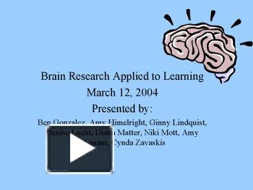 Brain Research Applied to Learning presentation | free to view