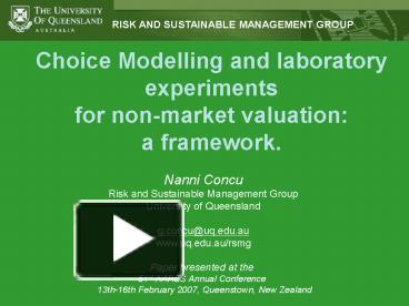 PPT – Choice Modelling and laboratory experiments PowerPoint ...