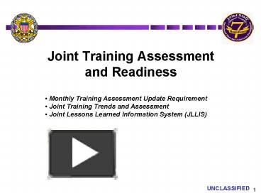 Joint Training Assessment and Readiness presentation | free to view