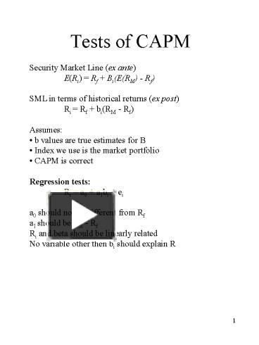 PPT – Tests of CAPM PowerPoint presentation | free to download - id ...