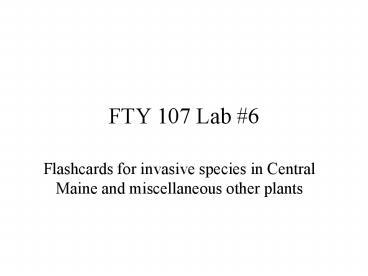 PPT – FTY 107 Lab PowerPoint presentation | free to view - id: 187d9-ZmVkM