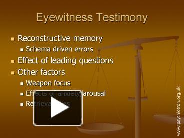 Eyewitness Testimony presentation | free to download