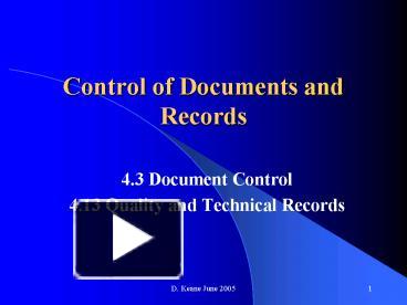 Control of Documents and Records presentation | free to view
