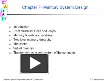 Chapter 7 Memory System Design presentation | free to view