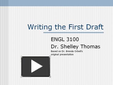 Writing the First Draft presentation | free to download