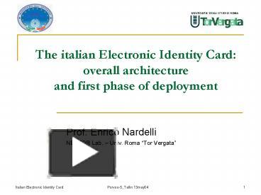PPT – The italian Electronic Identity Card: overall architecture and ...
