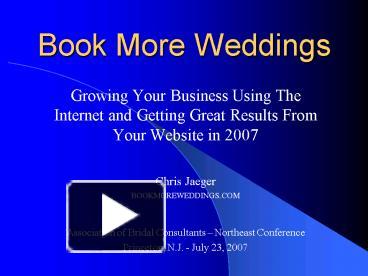 Book More Weddings presentation | free to view