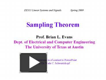 Sampling Theorem presentation | free to view
