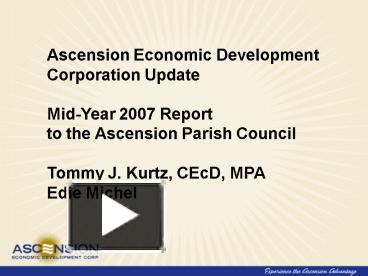 Ascension Economic Development presentation | free to view