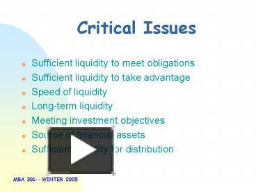 Critical Issues presentation | free to view